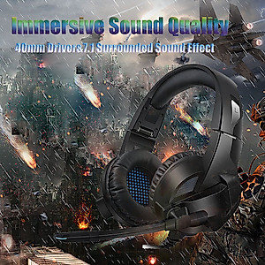 Ceppekyy Gaming Headset for Xbox One,PS4,PC,Noise Cancelling Over Ear Headphones with Mic&Stereo Surround Sound for Laptop Mac Nintendo Switch Games