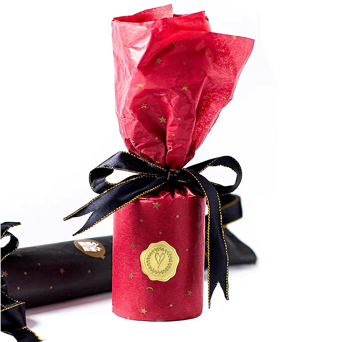 DJDZ 250pcs Gold Embossed Heart Envelope Seals Stickers for Wedding Invitations,Party Favors,Greeting Cards,Gift Packaging .etc (Gold, Self-Adhesive)