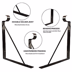 4 Packs of Heavy Duty Closet Shelf and Rod Bracket, Eau Black Closet Shelf Bracket with Rod Support Great for Both Shelf Storage and Closet Rod