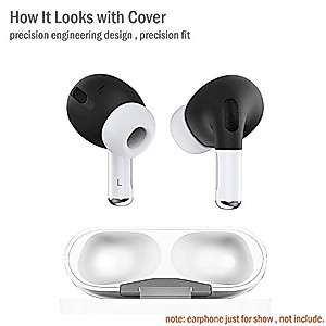 TENNMAK Non Slip Silicone Ear Cover Compatible with AirPods Pro Ear Cover Earpads Ear Tip Sleeve Accessory (fit in The case) (Black)