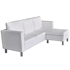 ULUYYUC Sectional Sofa,L-Shaped Leather Parlor Sofa Modern Sofa Guest Sofa with Chaise Suitable for Living Room Apartment Home Office 3-Seater Artificial Leather White