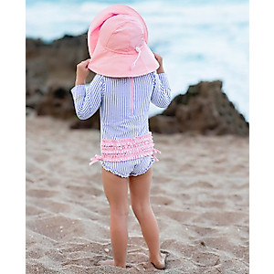 RuffleButts® Baby/Toddler Girls Pink Adjustable Sun Hat w/UPF 50+ Protection - 12-24m
