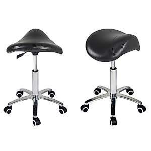 Saddle Stool Rolling Chair for Medical Massage Salon Kitchen Spa Drafting,Adjustable Hydraulic Stool with Wheels (Without Backrest, Black)