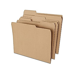 Staples 509315 Colored Top-Tab File Folders 3 Tab Kraft Letter Size 100/Pack
