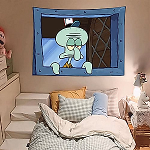 CIICD Funny Octopus Cartoon Tapestry Wall Hanging Window Design for Bedroom Home Decor Size 40x28 Inches