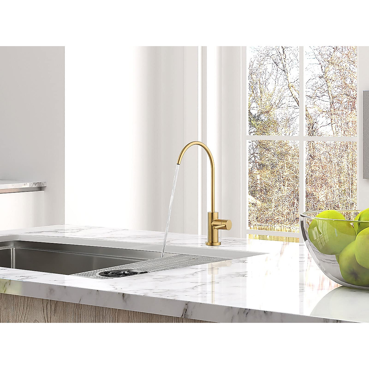 AguaStella AS09BG Brushed Gold Stainless Steel Kitchen Water Filter Faucet RO Faucet for Most Reverse Osmosis Units or Water Filtration System in Non-Air Gap