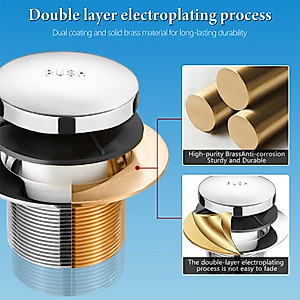 Tip Toe Bathtub Drain Conversion Kit Assembly, Tub Drain Plug Trim Set Bath Tub Drain Stopper with Two-Hole Overflow Faceplate (Chrome Plated)