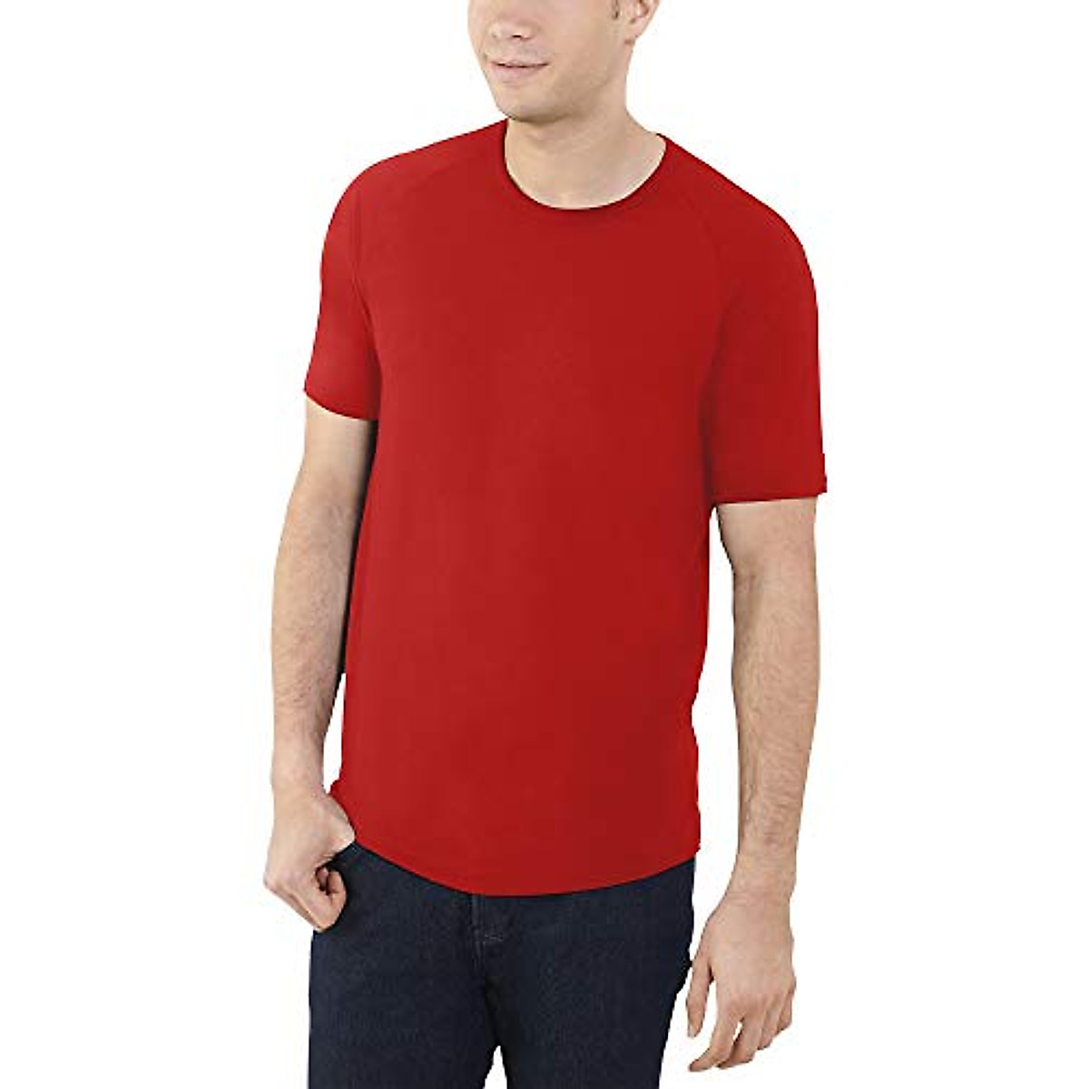 Fruit of the Loom Men's Everlight Modal Raglan Crew T-Shirt, True Red, Large
