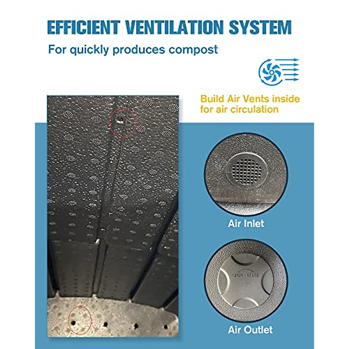 Insulated Compost Bin with Ventilation System - Quickly Composting All Year Round,A Reservoir at The Bottom Design to Collect The Leachate (30 Gal,Black)
