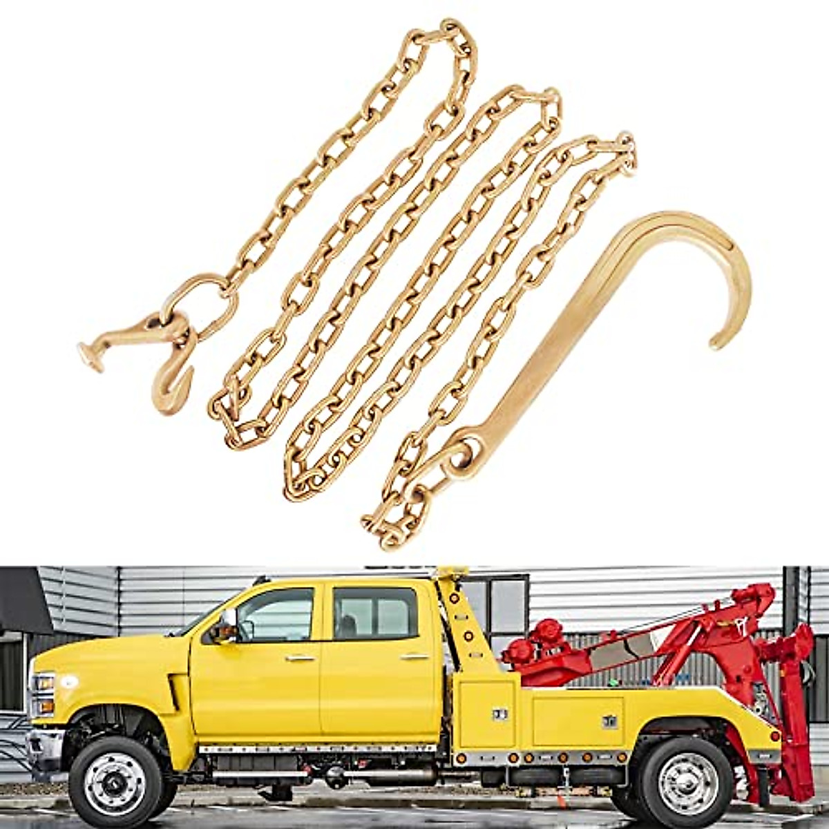 munirater 5/16in x 10 FT Grade 70 Tow Chain 15 J Hook and T Hook Mini J Hook Recovery Wrecker Axle Tow Truck Chain