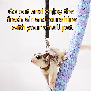 MANON ROSA Sugar Gliders Harness Leash Set - 3 Pcs Training Walking Gear Small Animal Adjustable Traction Ropes Vest for Squirrels Hamsters Rats Gerbils Reptiles Bearded Dragon Lizards Black