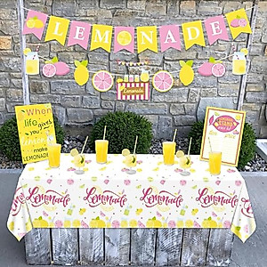 Lemonade Stand Decorations - Lemonade Banner, Lemonade Stand Sign, Lemon Straw for Kids Summer Bridal Shower Birthday Party Lemonade Stand Supplies