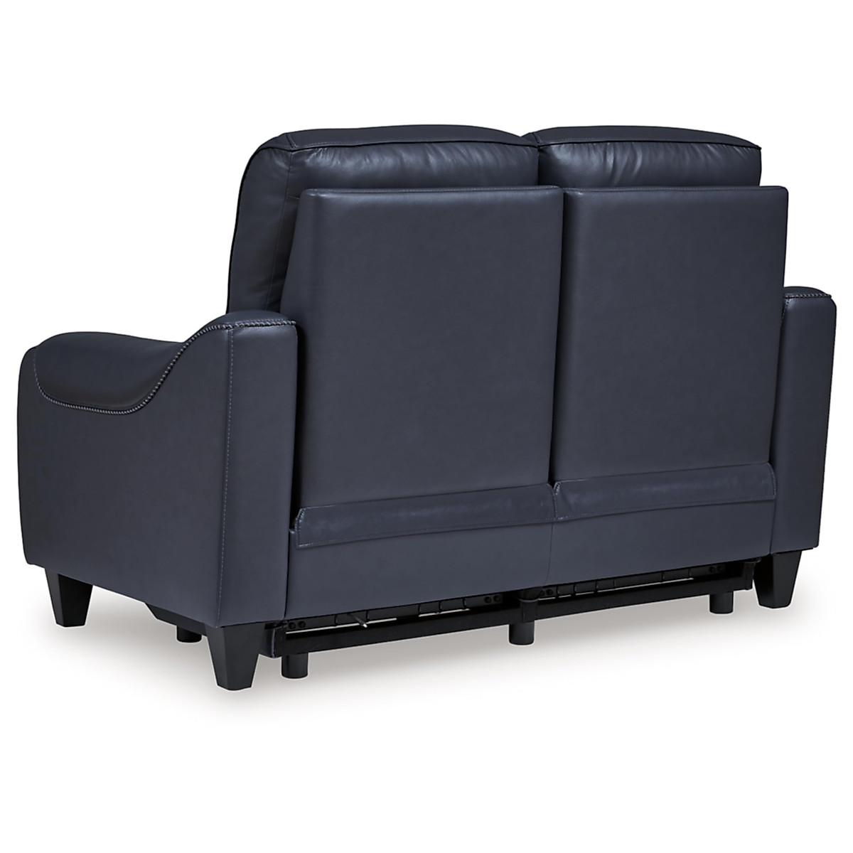 Signature Design by Ashley Mercomatic Contemporary Leather Match Wall Hugger Power Reclining Loveseat with Adjustable Headrest and USB Ports, Blue