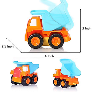 Beestech Toy Cars for 2 3 4 5 Year Old Boys Girls Toddlers, Friction Powered Construction Truck Toys, Pull Back and Go Vehicles with Dumper Road Roller Bulldozer Excavator 4 Pack Gift