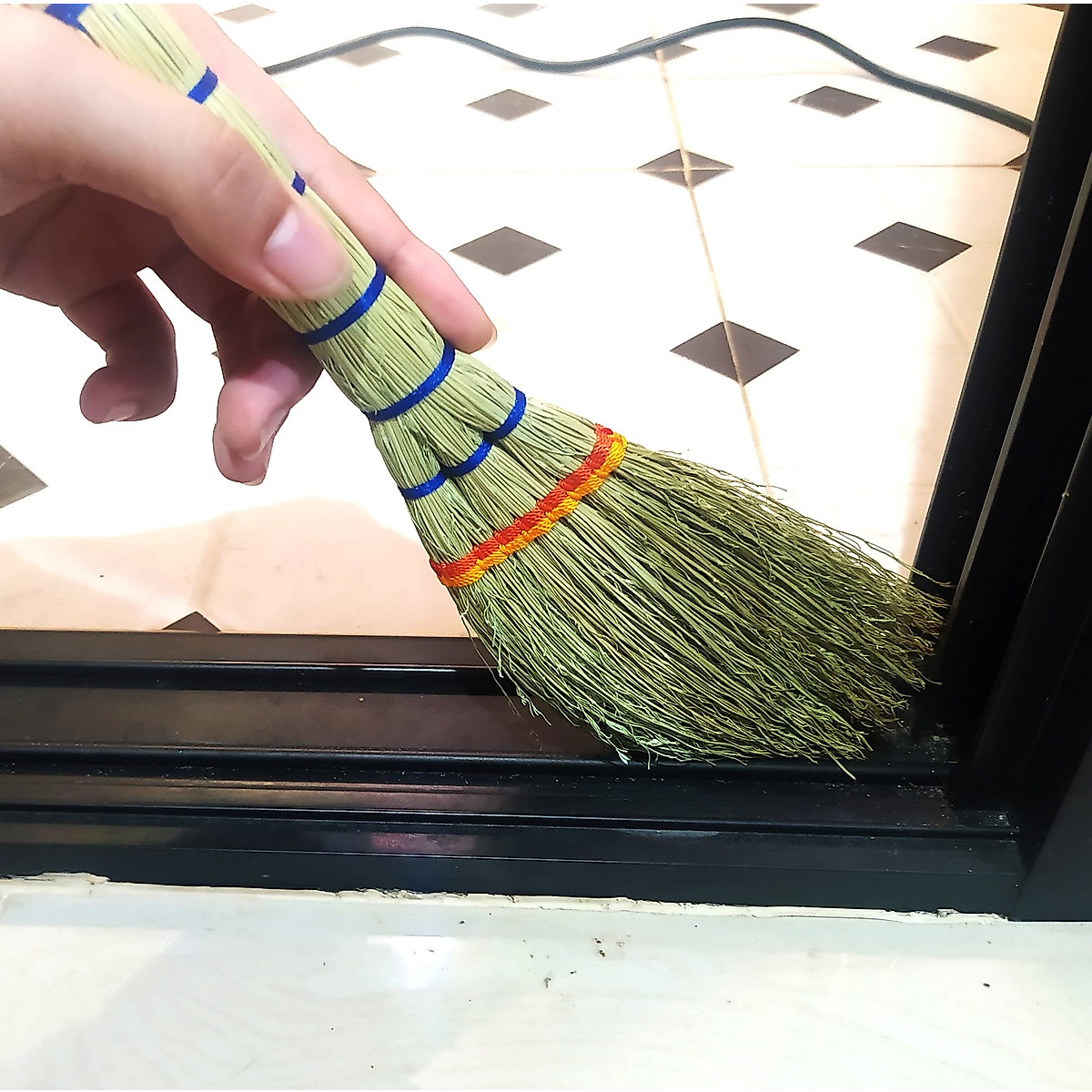 Small Corn Wisk Brush Broom 11 Inch Flagged Indoor Heavy Duty Multi Surface Hard & Soft Floor Home Office Cleaning Tool Supplies 100% Handmade for Household Sweeping Indoor Outdoor (Random 2)