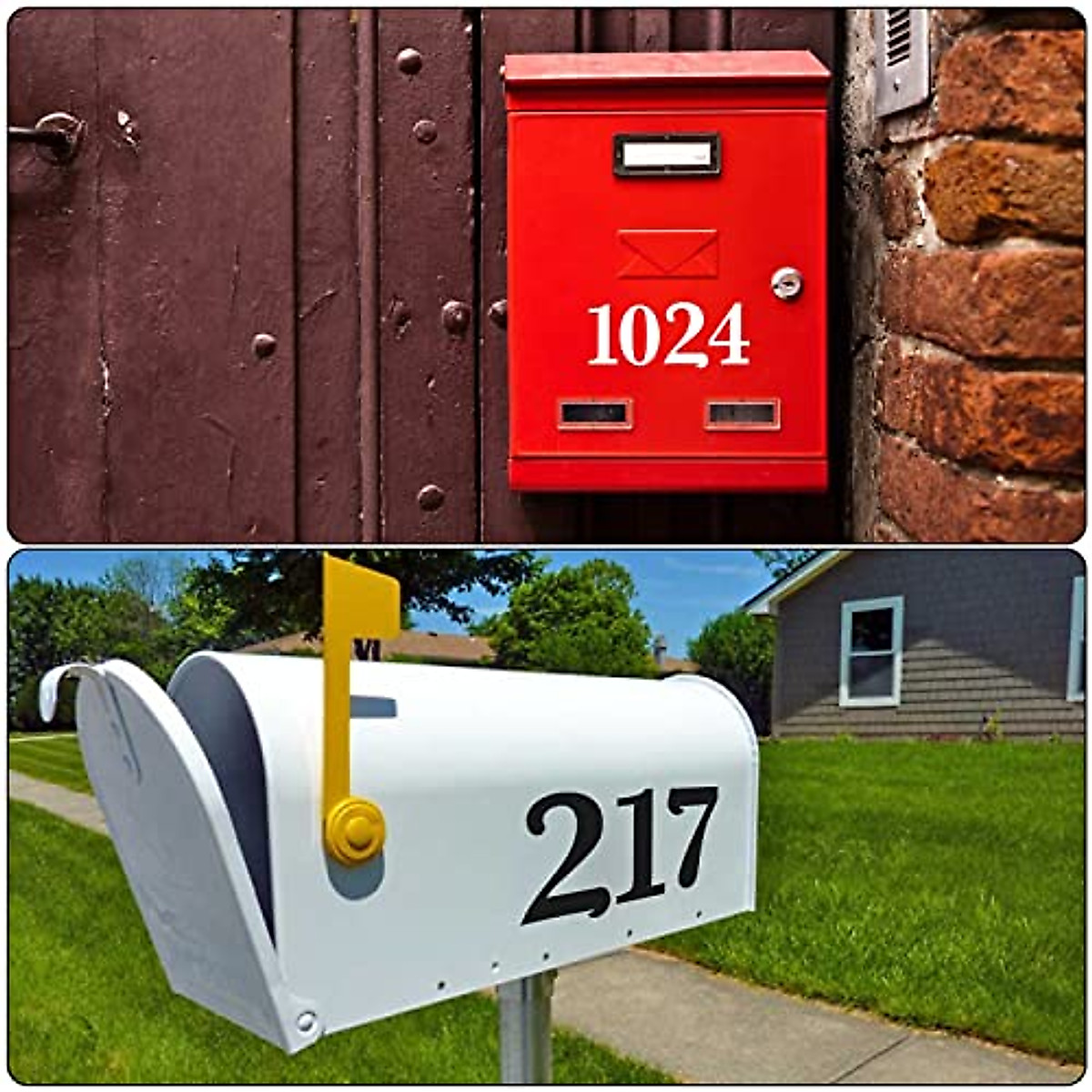 1210 Pieces10 Sheets Letter Stickers Self-Adhesive Vinyl Letter Alphabet Number Stickers Decals for Signs, Door, Car, Busine, Address Number (White)