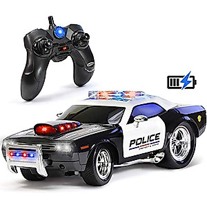KidiRace Remote Control Police Car Toy with Lights and Sirens for Boys - Rechargeable Cop Car - Durable RC Police Car Toy for Kids 3 Years and Up