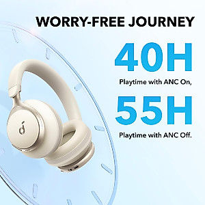 Soundcore by Anker, Space One, Active Noise Cancelling Headphones, 2X Stronger Voice Reduction, 40H ANC Playtime, App Control, LDAC Hi-Res Wireless Audio, Comfortable Fit, Clear Calls, Bluetooth 5.3