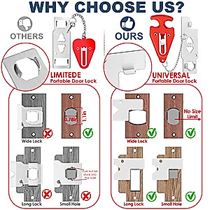 Hotel Door Locks for Travelers,Portable Door Lock for Travel Universal L-Shaped, Door Lock Latch Additional Privacy and Safety in Home Hotel and Apartment, Door Lock Security for Hotel Rooms