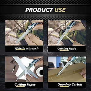 IKORES Pocket Knife,3.5 inch Folding Knife with Leather Sheath and Pocket Clip, Edc Knife with Stainless Steel Blade,for Men and Women