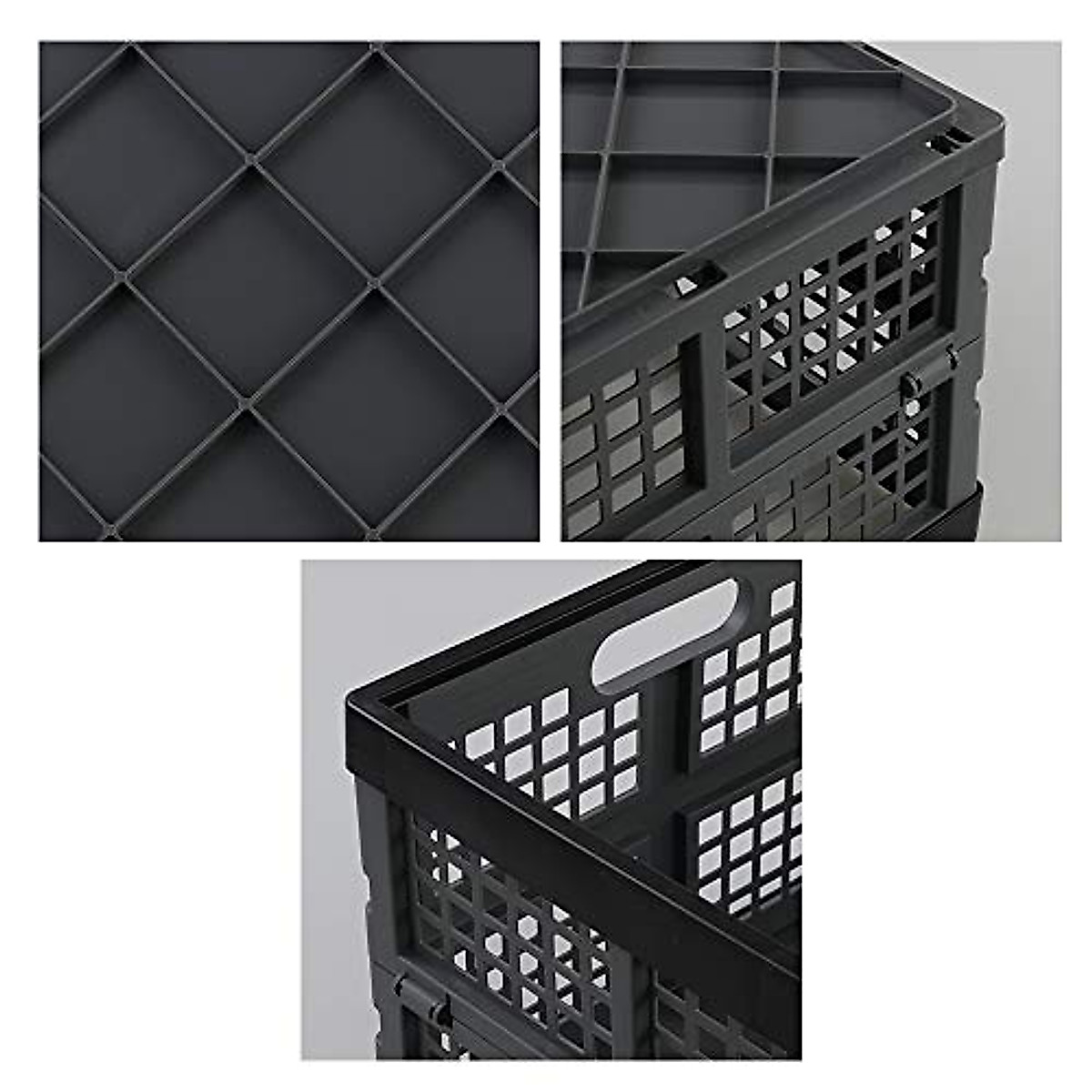 AnnkkyUS 3-Pack Collapsible Storage Crate Bins, 30 Liter Foldable Plastic Crates