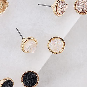 Humble Chic Faux Druzy Stud Earrings - Beautiful Stud Earrings for Women, Everyday Earrings for Women, Simple Earrings, Dainty Earrings for Women, White Created Opal