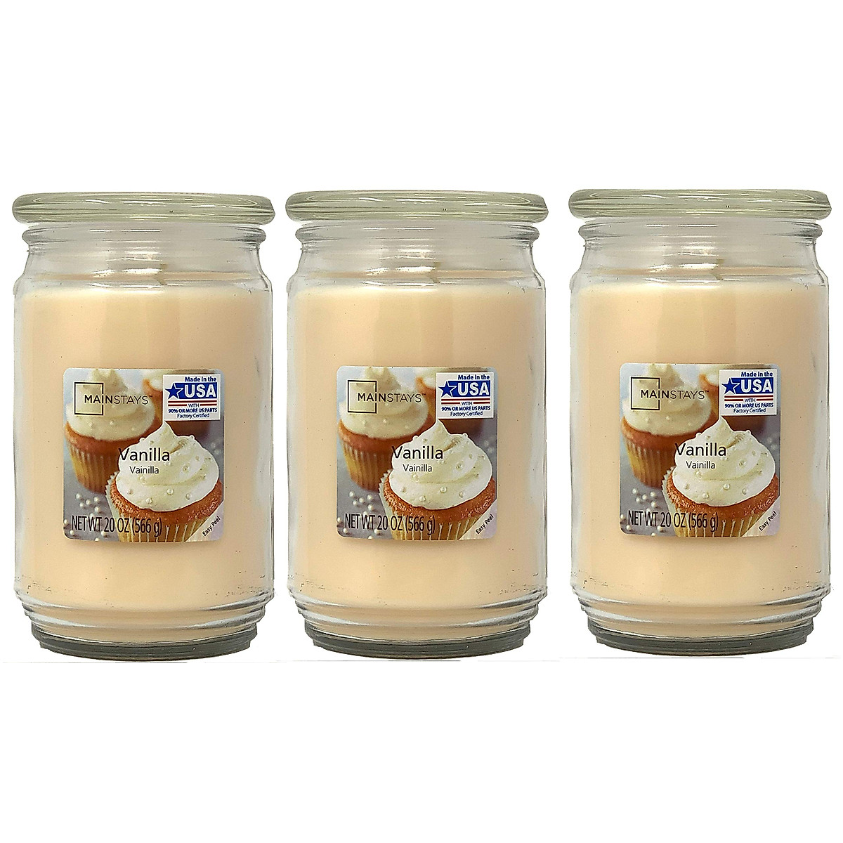 Mainstays 20oz Vanilla Scented Candles, 3-Pack