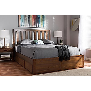 Baxton Studio Garonne Storage Platform Bed, Queen, Walnut Brown