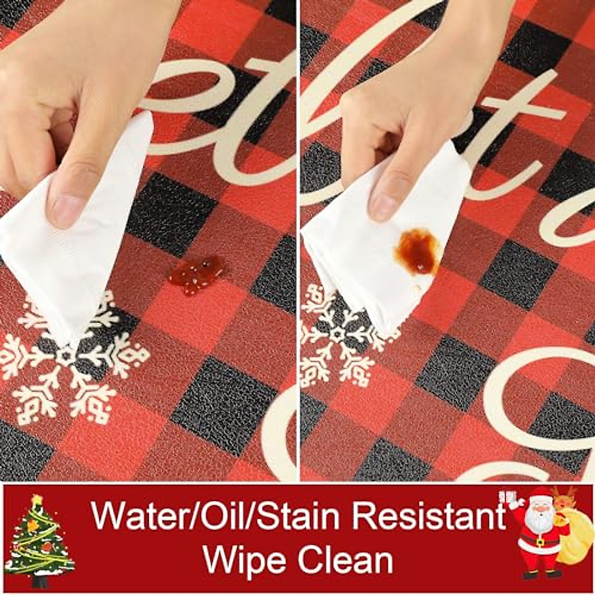 Ileading Buffalo Plaid Merry Christmas Kitchen Mats Set of 2 Let It Snow Anti Fatigue Kitchen Mats for Floor Snowflake Winter Holiday Area Rug Cushioned Standing Desk Mat for Home Kitchen Floor