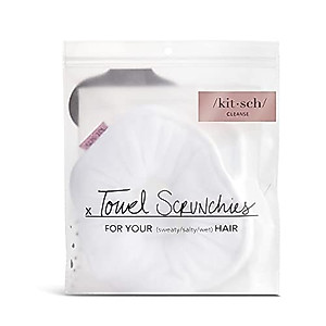 Kitsch Microfiber Hair Towel Scrunchies - Ultra Soft, Large, 2 pcs (White) - Ideal for Thick, Thin, Curly or Straight Hair - Fast Drying Magic - Perfect for Women and Girls - Machine Washable