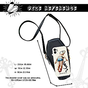 KUANG! Women's Gothic Pu Leather Shoulder Bag Coffin Shaped Handbag Purses Square Box Crossbody Bag for Halloween Party