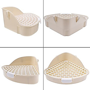 Triangle Potty Trainer Corner Litter Bedding Box Pet Pan for Small Animal/Rabbit/Guinea Pig/galesaur/Hamster/Ferret(White)（9.64"x6.89"x4"）