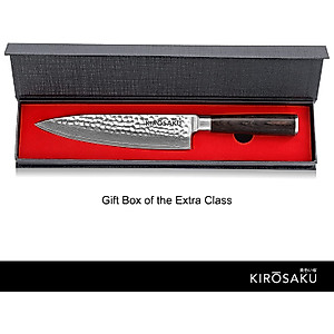 Kirosaku Premium Santoku Knife Damascus 20cm - Enormously Sharp Santoku Chef's Knife Made of The Best Damascus Steel - Damascus Kitchen Knife for a Fantastic Cutting Experience
