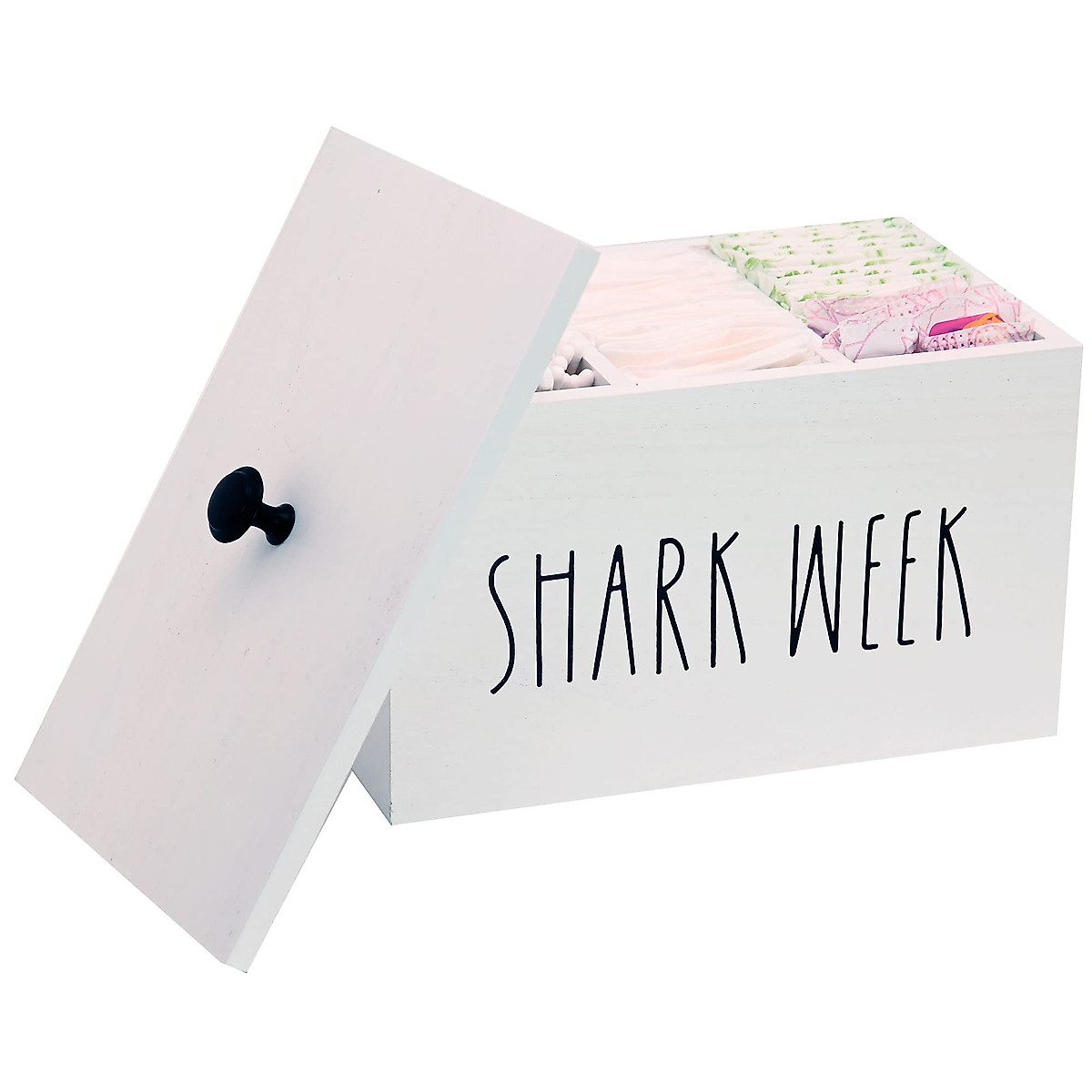 Bath Products Containers & Storage,Tampon Holder for Bathroom, Farmhouse Accessories Decor Feminine Product Storage Containers Vanity Lid Organizer Countertop Pad Dispenser Shark Week Period