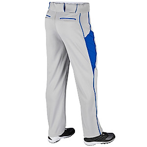 CHAMPRO Triple Crown OB2 Open-Bottom Loose Fit Baseball Pants with Adjustable Inseam and Reinforced Sliding Areas, Grey, Royal, Large