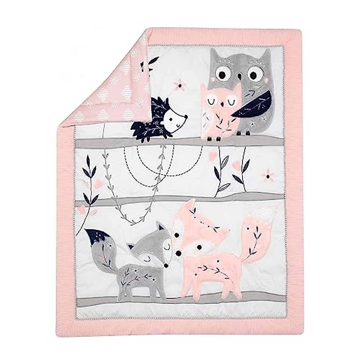 Lambs & Ivy Forever Friends 4-Piece Nursery Crib Baby Bedding Set - Blue, Pink
