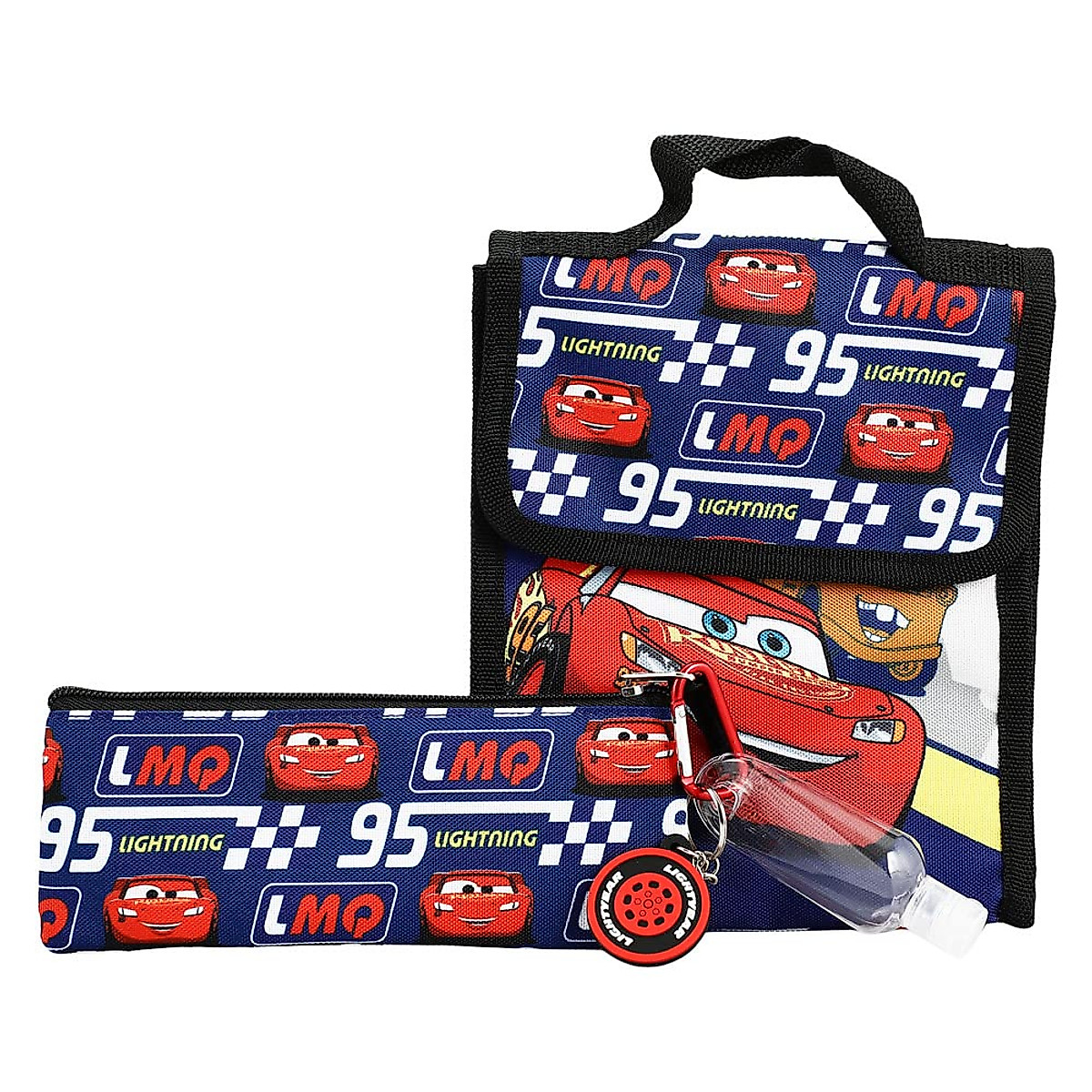 The Lightning McQueen Disney Cars Backpack and Lunch box set for kids 6 piece