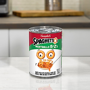 SpaghettiOs A to Z's Canned Pasta with Meatballs, 15.6 oz Can (Pack of 12)