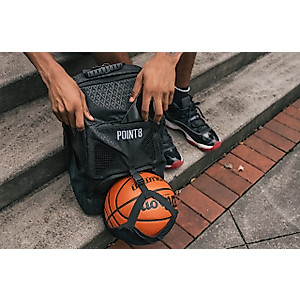 POINT3 New Road Trip Tech Backpack - Basketball Backpack with Waterproof Laptop Sleeve - Every Compartment You Need for Ball, Gear, Shoes, Books & Laptops (Black)
