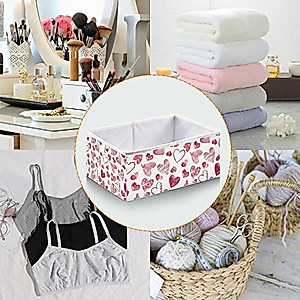 Hearts Storage Basket Storage Bin Rectangular Collapsible Storage Box Nursery Storage Hamper Organizer for Rooms Playroom Shelves