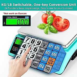 Price Computing Scale 88lb/40kg Commercial Food Scale for Produce Meat Weighing with with Price Calculator, Accurate Counting and Dual LCD Display for Farmers' Markets Retail Deli Meat Shops