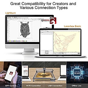 Kumin 10W Laser Engraver, Ultra Accurate Machine Laser Cutter and Engraver Machine Support Lightburn, Robust Design Laser Engraver for Wood and Metal, Vinyl, Acrylic, Basswood, Paper