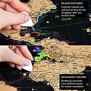 Scratch Off World Map Poster And Deluxe United States Map – Includes Complete Accessories Set & All Country Flags – Premium Wall Art Gift for Travelers, Map of the World