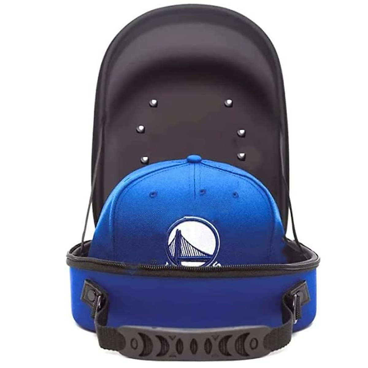 Hat Case for Caps - Cap Storage for Baseball Caps with Carrying Handle & Shoulder Strap – Hard EVA material - This Organizer Holder Protects up to 6 Hats - Ideal for Traveling & At-Home Storage (Blue)