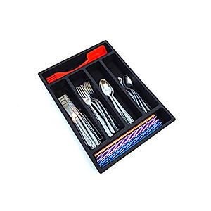 Polar Whale 4 Large Flatware Silverware Drawer Organizers for Cutlery Forks Knives Spoons Serving Utensils Non-Slip Premium Waterproof Tray Insert 11 x 15 Inches 6 Slot Extra Deep Pair Set