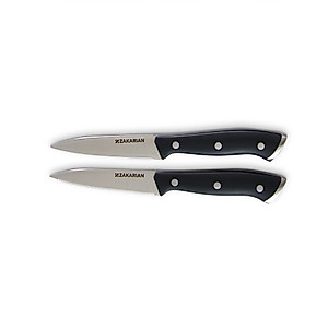 Zakarian by Dash 2 Piece Chef Grade German Steel Paring Knife Set with Smooth and Serrated Blades for Chopping, Dicing, Mincing, Slicing and More – Black