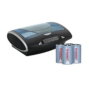 Tenergy Rechargeable D Batteries and T9688 LCD Smart Charger for NIMH/NICD AA/AAA/C/D/9V Batteries, 4 Pack D Size Battery Cells and LCD Charger