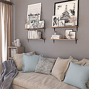 Wallniture Arras Floating Shelves Wall Mounted, Wall Shelves for Bedroom Decor, Floating Book Shelves for Wall, 24" Wall Shelf for Living Room & Bathroom, Floating Shelf for Kitchen, Set of 4 Burnt