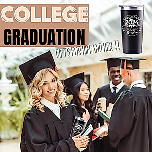 Fanuk Graduation Gifts for Him,Congratulations Gift Class of 2024 for Men Women High School Colleage Students 20 OZ Graduation Tumbler (Black)