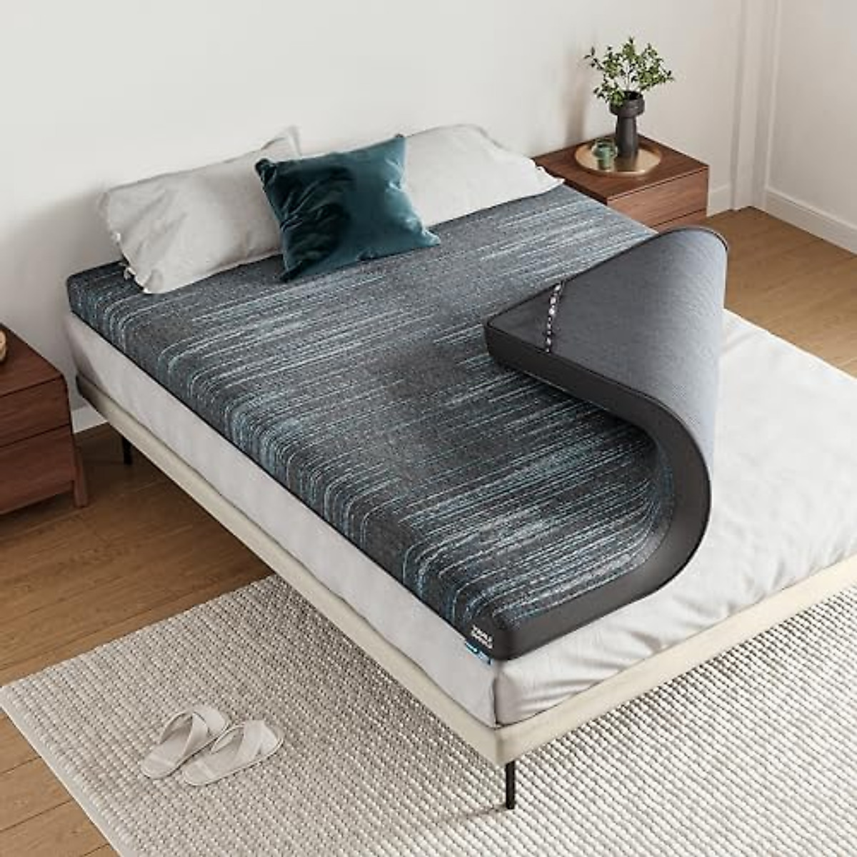 LINSY Cooling Firm Foam Mattress Queen, Multi-Layer Memory Foam Mattress Topper Queen with Removable Cover, 3.5 Inch Firm Foam Queen Mattress Topper, CertiPUR-US and Oeko-TEX Certified